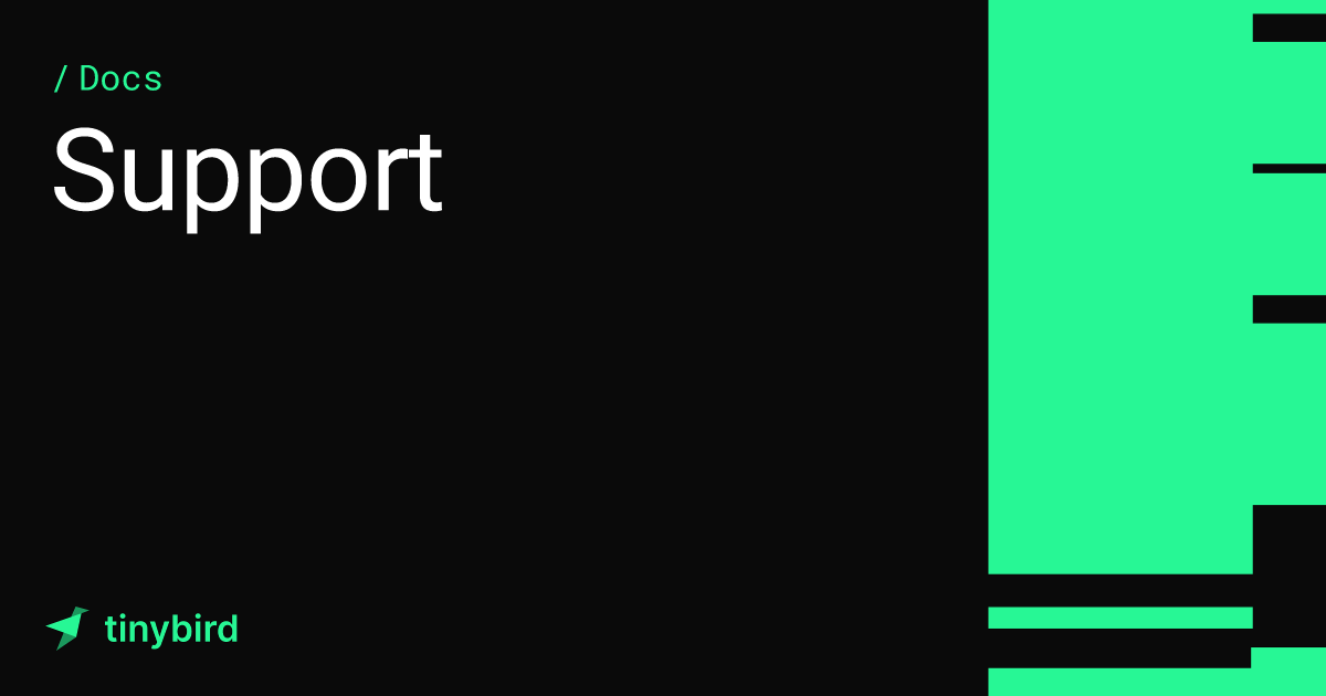 Support Tinybird Docs